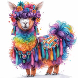 13 Colorful Llamas Clipart Bundle, Llama Illustration, Printable ...