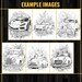 Flower Cars 60 Coloring Page Book, Adults Kids Instant Download ...