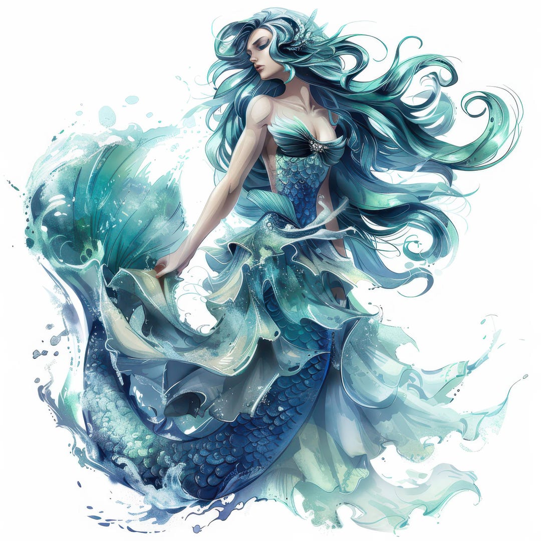 8 Beatiful Mermaids Clipart Bundle, Abstract Fantasy Clipart ...