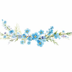 12 Floral Blue Borders Clipart Bundle, Printable Watercolor Flower ...