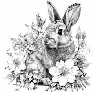 15 Bunny Black Ink Clipart Bundle, Line Art Clipart Illustrations ...