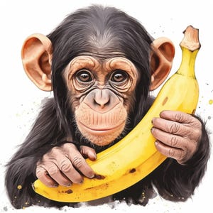 11 Monkey With Banana Clipart Set, Cute Monkey Graphics, Printable ...