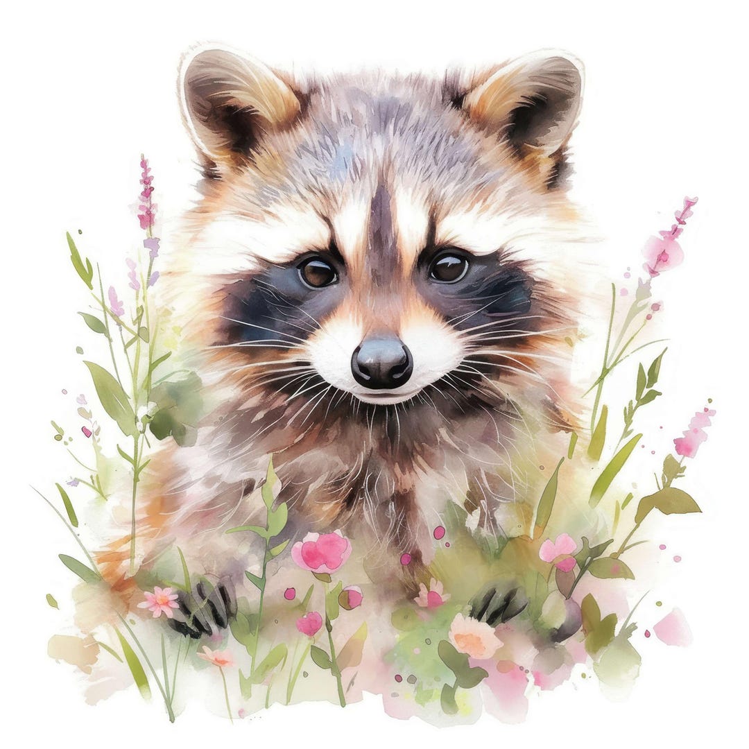 10 Raccoon in Forest Clipart Set, Raccoon Illustration, Printable ...