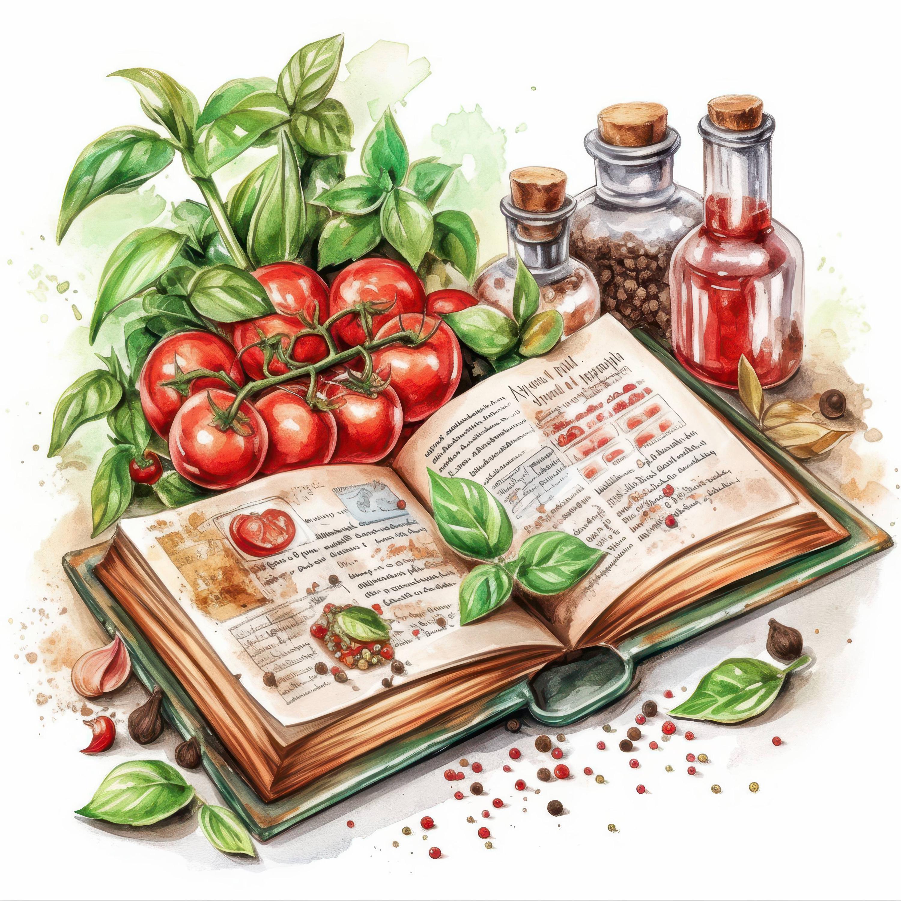 11 Botanical Cookbook Clipart Bundle, Cooking Herbs Illustration ...