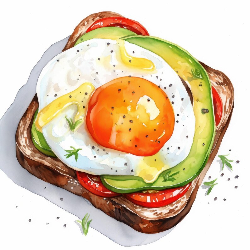 10 Avocado Toast Clipart Bundle, Healthy Breakfast Illustrations ...