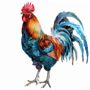 17 Colorful Rooster Clipart Bundle Set, Farm Animal Illustration ...