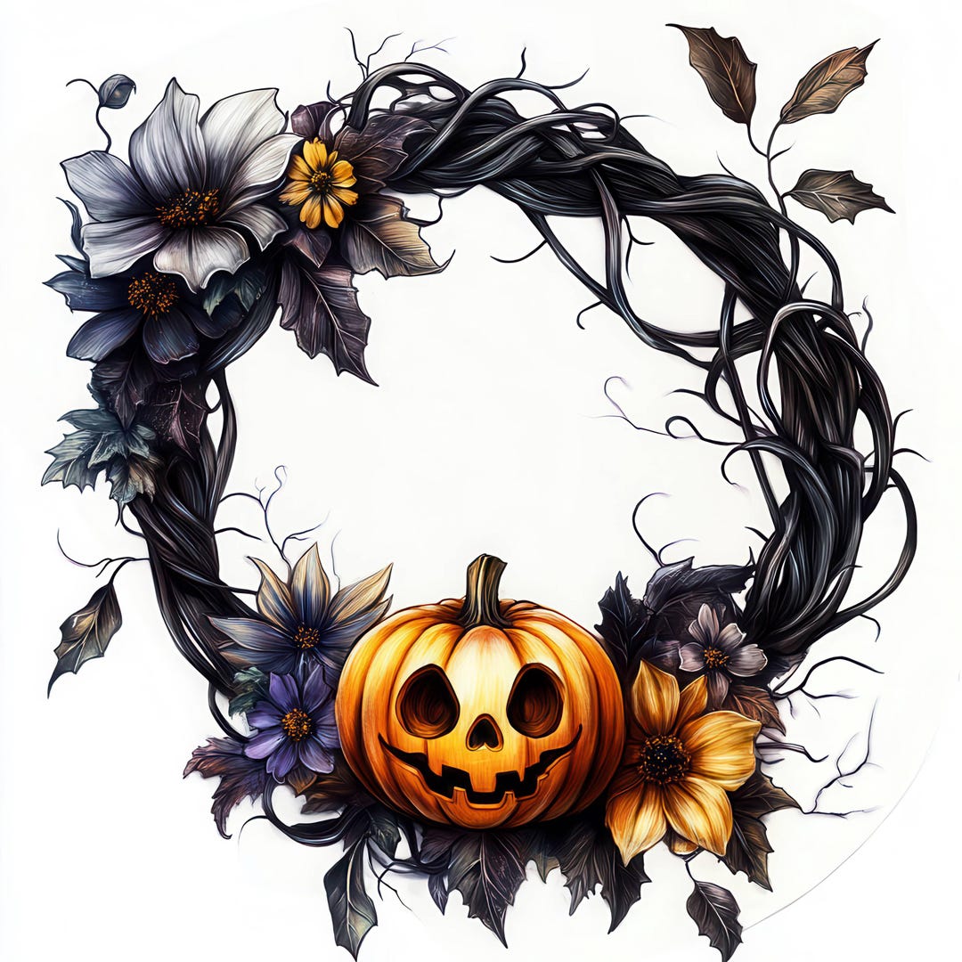 9 Halloween Pumpkin Frames Clipart Bundle, Printable Watercolor Spooky ...