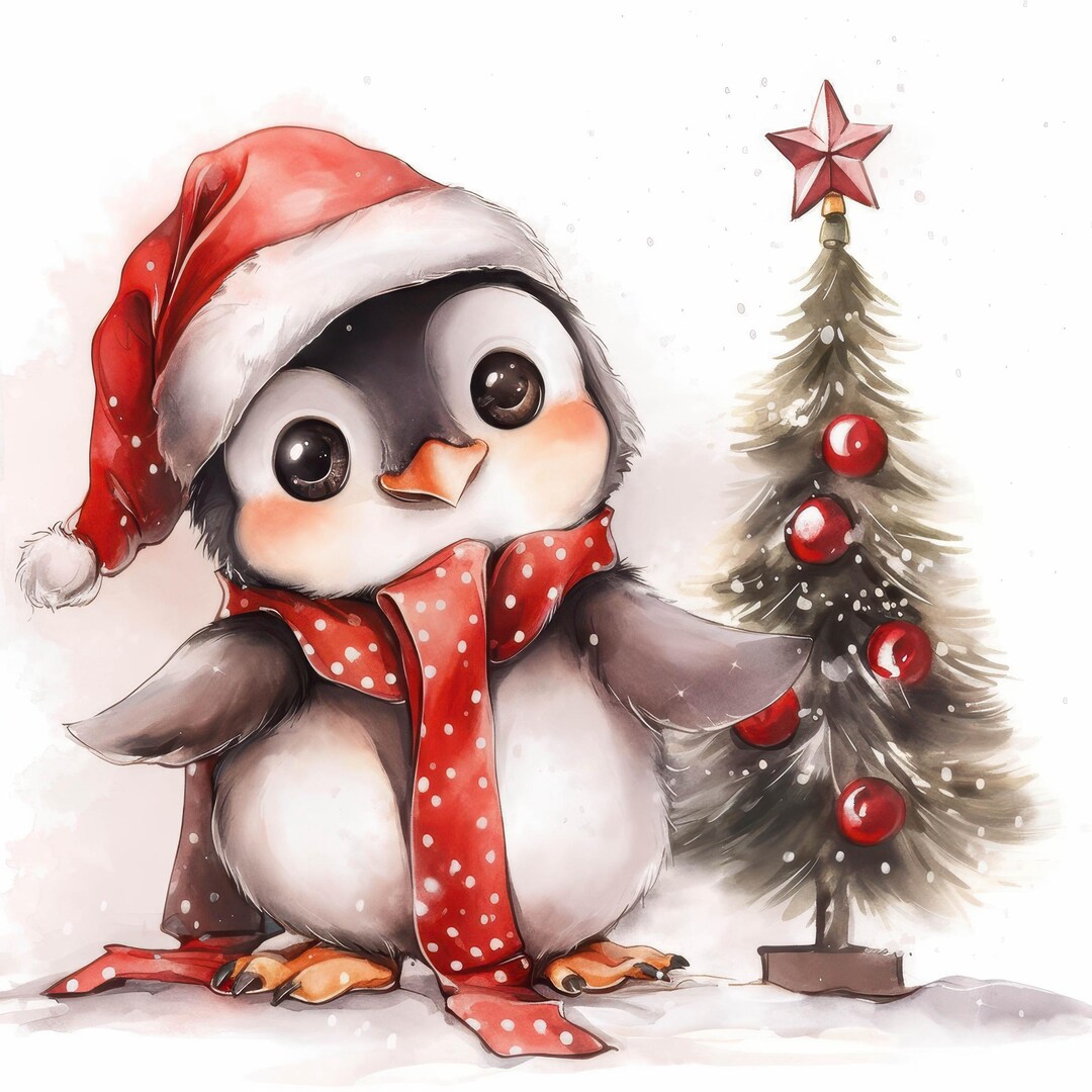 17 Christmas Penguin Set 2 Clipart Bundle, Cute Penguin Prints ...