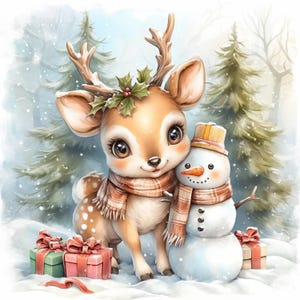 12 Christmas Friends Clipart Bundle, Printable Watercolor Ephemera ...