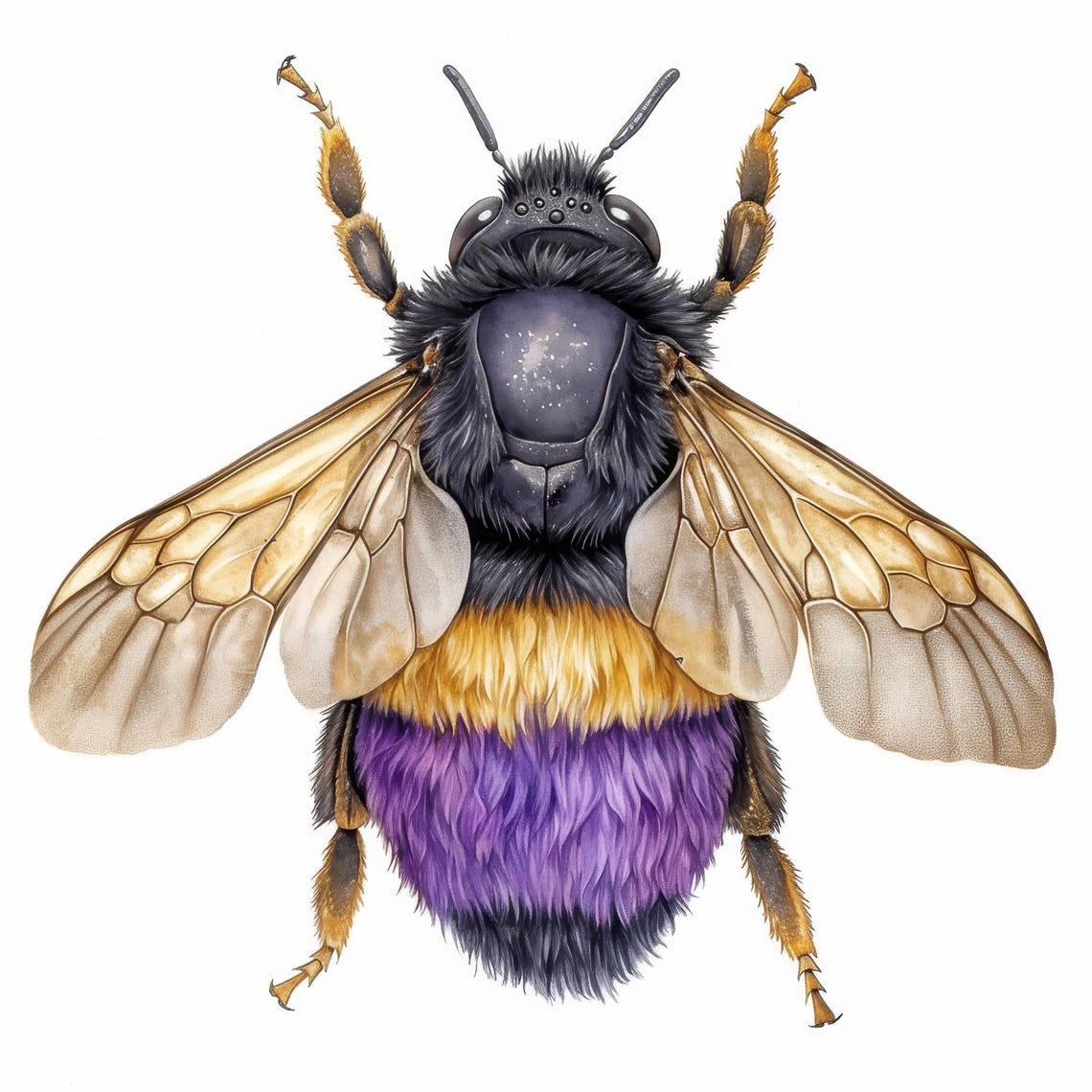 13 Purple Bees Clipart Bundle, Purple Bee Image Illustrations ...