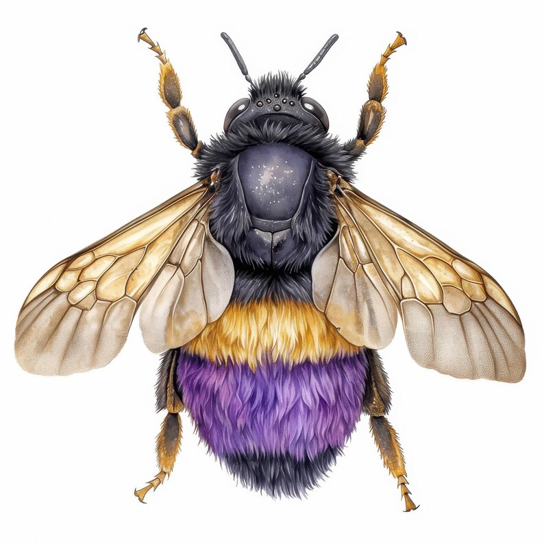 13 Purple Bees Clipart Bundle, Purple Bee Image Illustrations ...