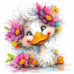13 Frazzled Duck Clipart Bundle, Whimsical Fantasy Illustration ...