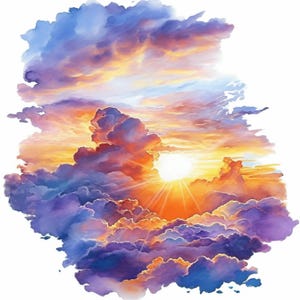 14 Sunset Clouds Clipart Bundle, Sunset Sky Images Illustrations ...