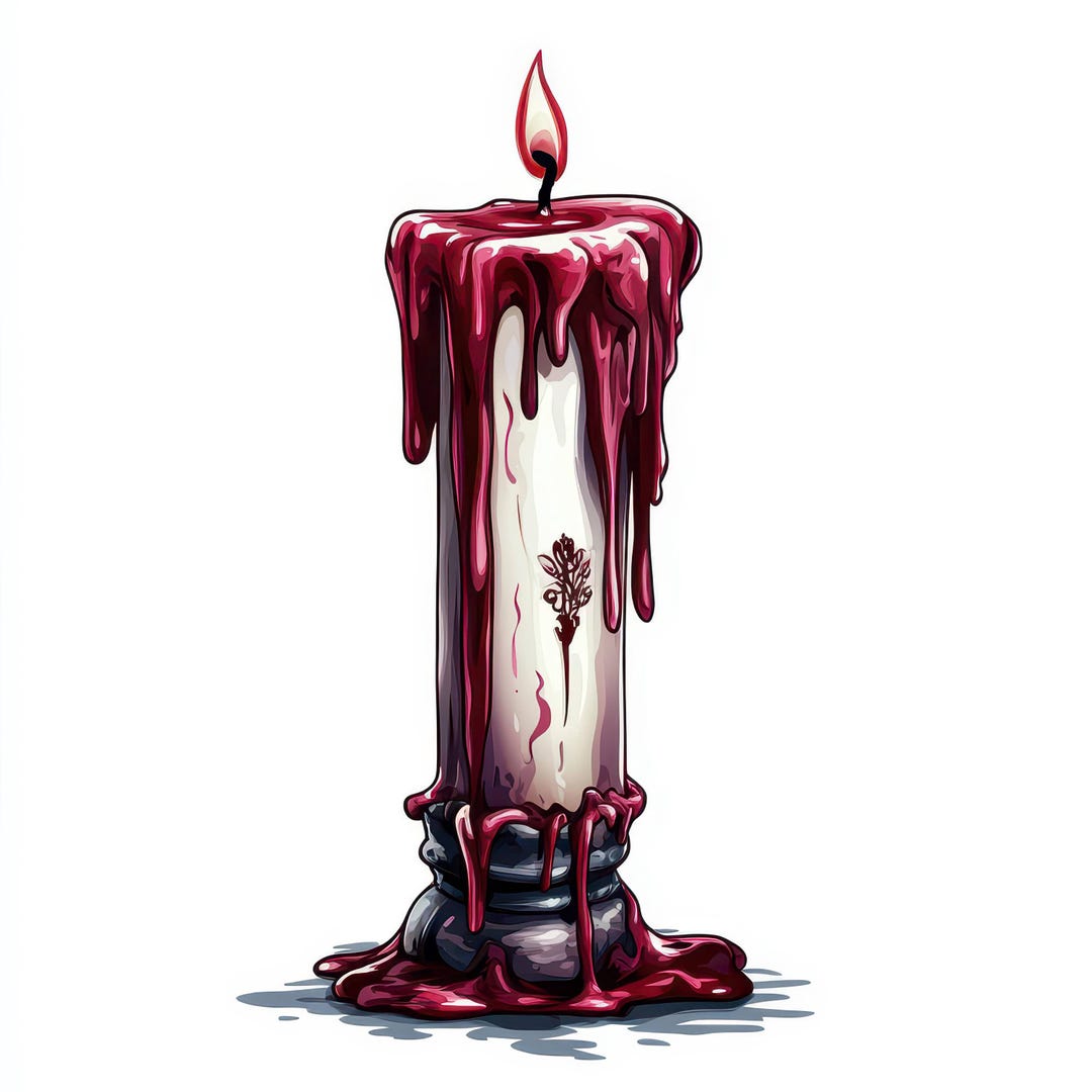 10 Bloody Gothic Candles Clipart Bundle, Printable Watercolor ...