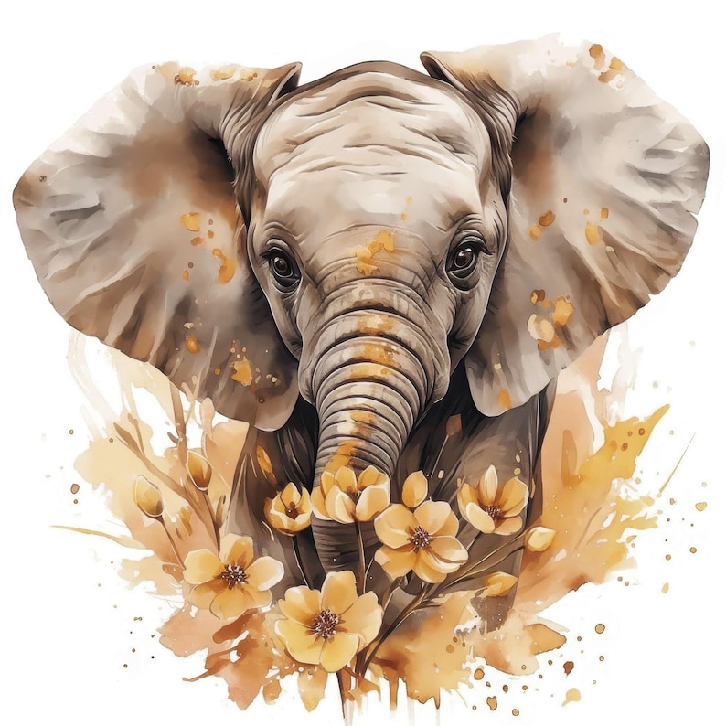 22 Georgeous Elephant Clipart Set, Luxury Animal Graphics, Printable ...