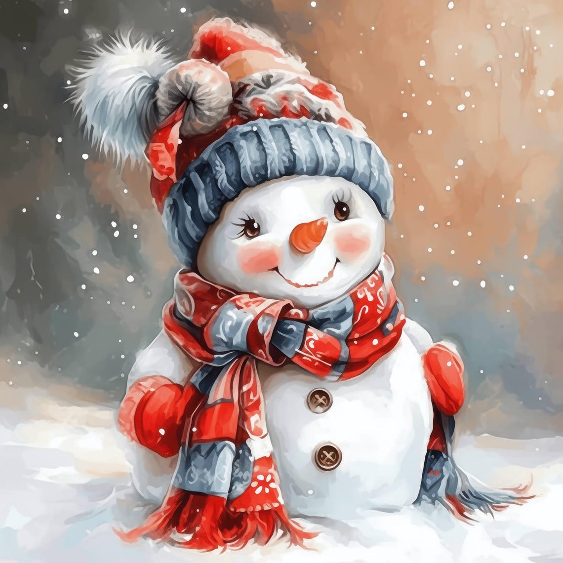 10 Snowman Digital Card Clipart Bundle, Christmas Print Graphics ...
