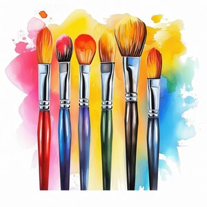 14 Paint Brushes Clipart Bundle, Painting Equipment Illustrations ...