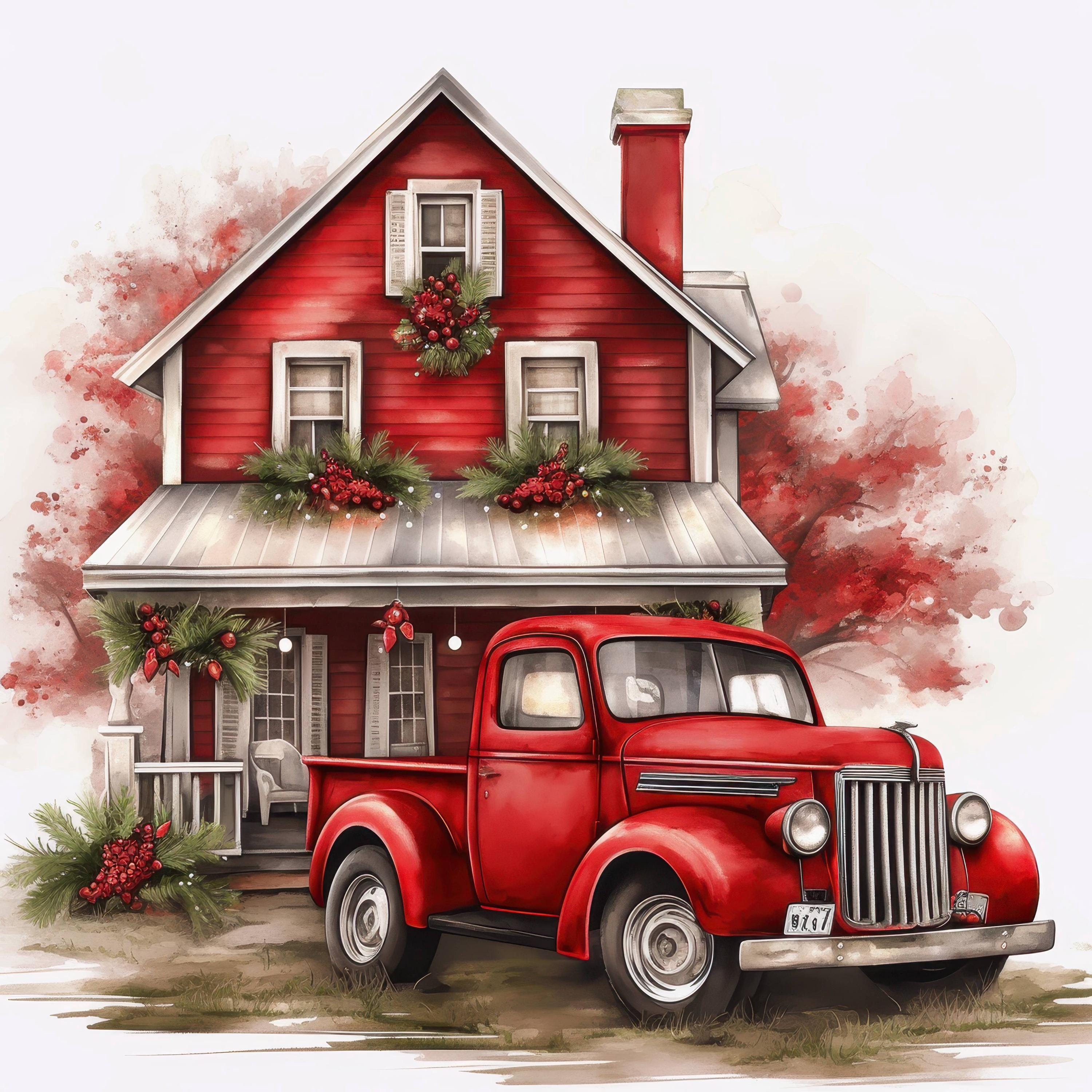12 Christmas Farmhouse Clipart Bundle, Xmas Home Illustrations ...