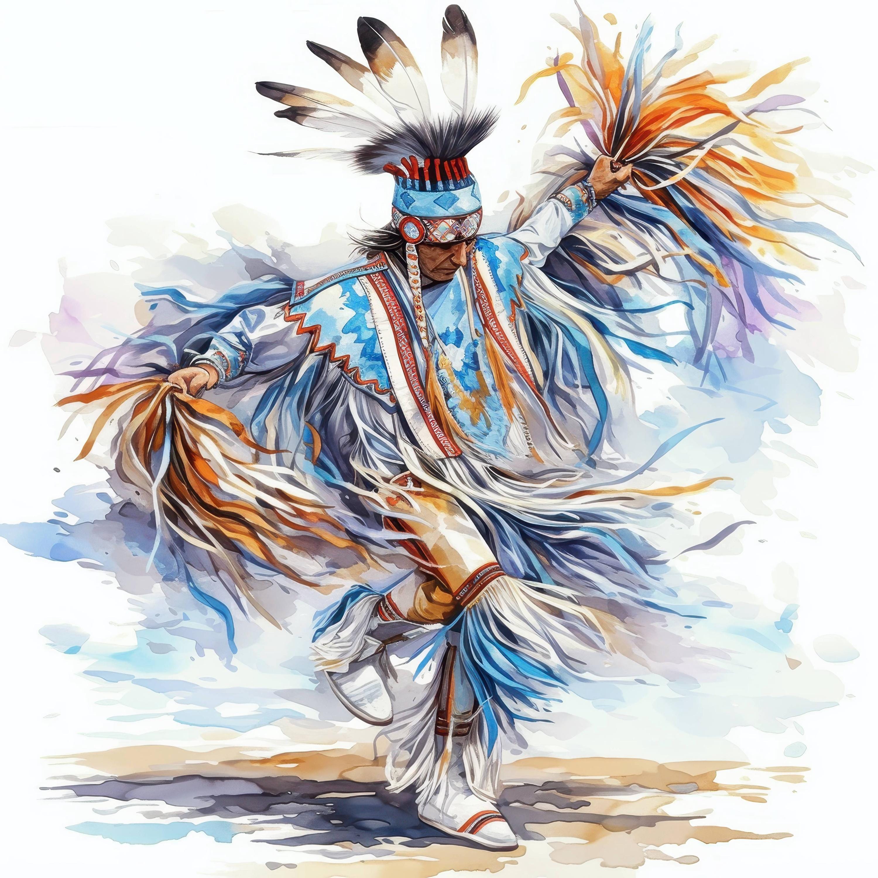 10 Native American Clipart Bundle, Indian Dancer Illustrations ...