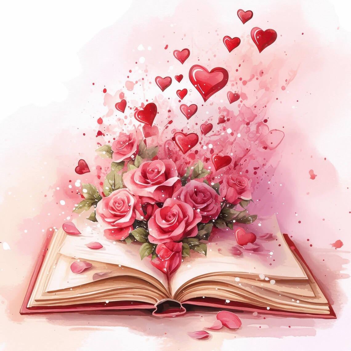 14 Open Love Book Clipart Bundle, Romantic Book Illustrations ...