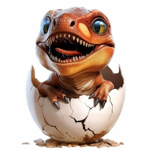13 Baby Dinosaur Hatching Clipart Illustration Bundle, Printable ...
