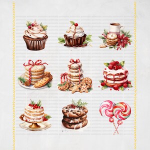 Watercolor Holiday Sweets Clipart Bundle, Christmas Deserts Clipart Set ...
