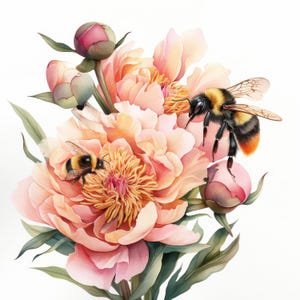 14 Bees and Flowers Clipart Bundle, Card Making Illustration, Printable ...