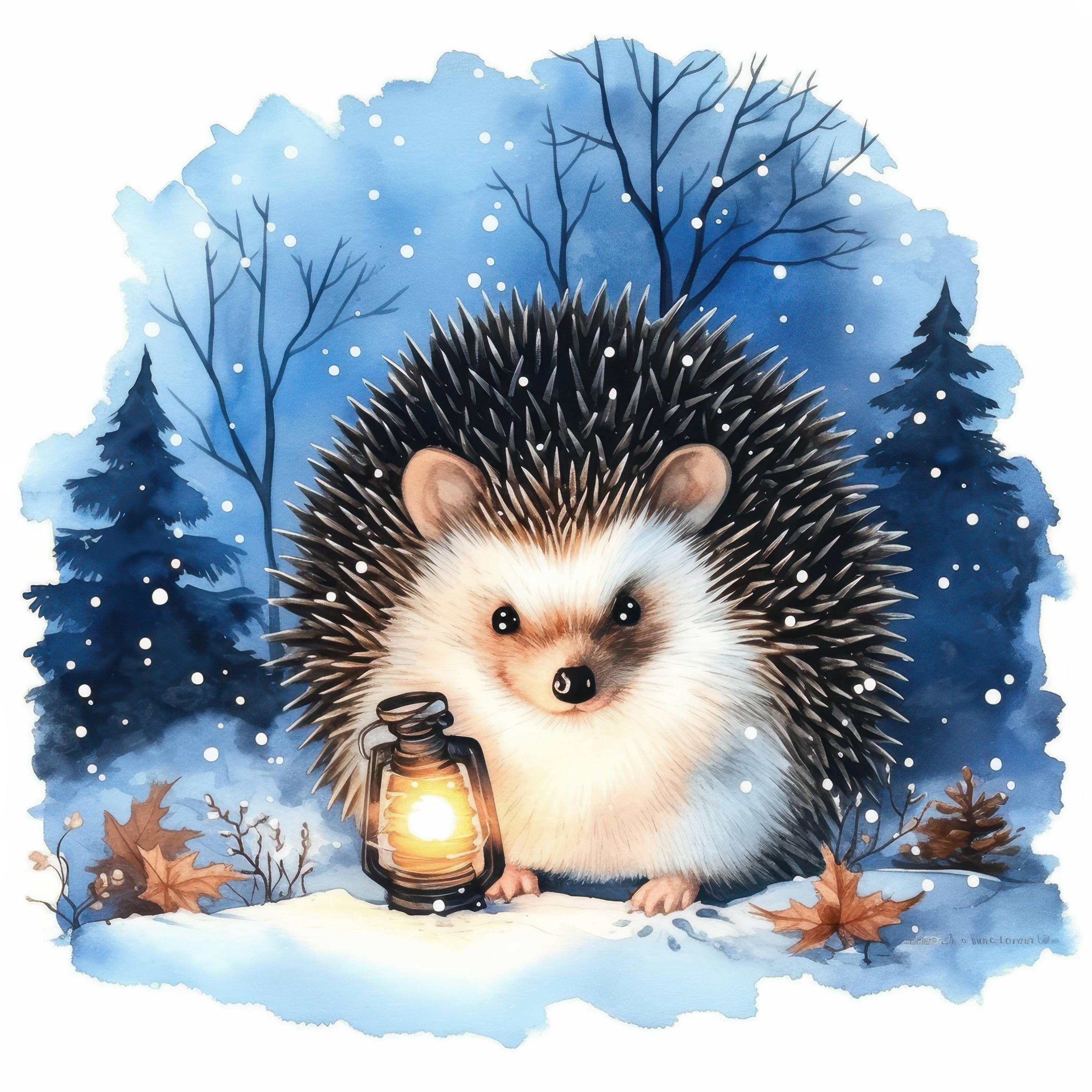 16 Hedgehog With Lantern Clipart Bundle, Adorable Illustrations ...