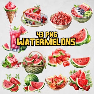 Watercolor Watermelon Clipart Bundle, Summer Fruits Clipart, Food PNG ...