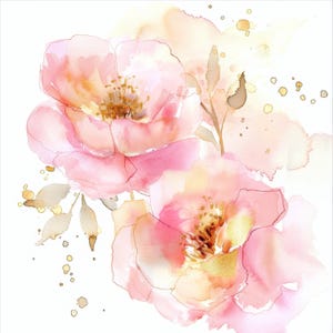 10 Abstract Flowers Clipart Bundle, Pink Gold Flower, Flowers Print ...