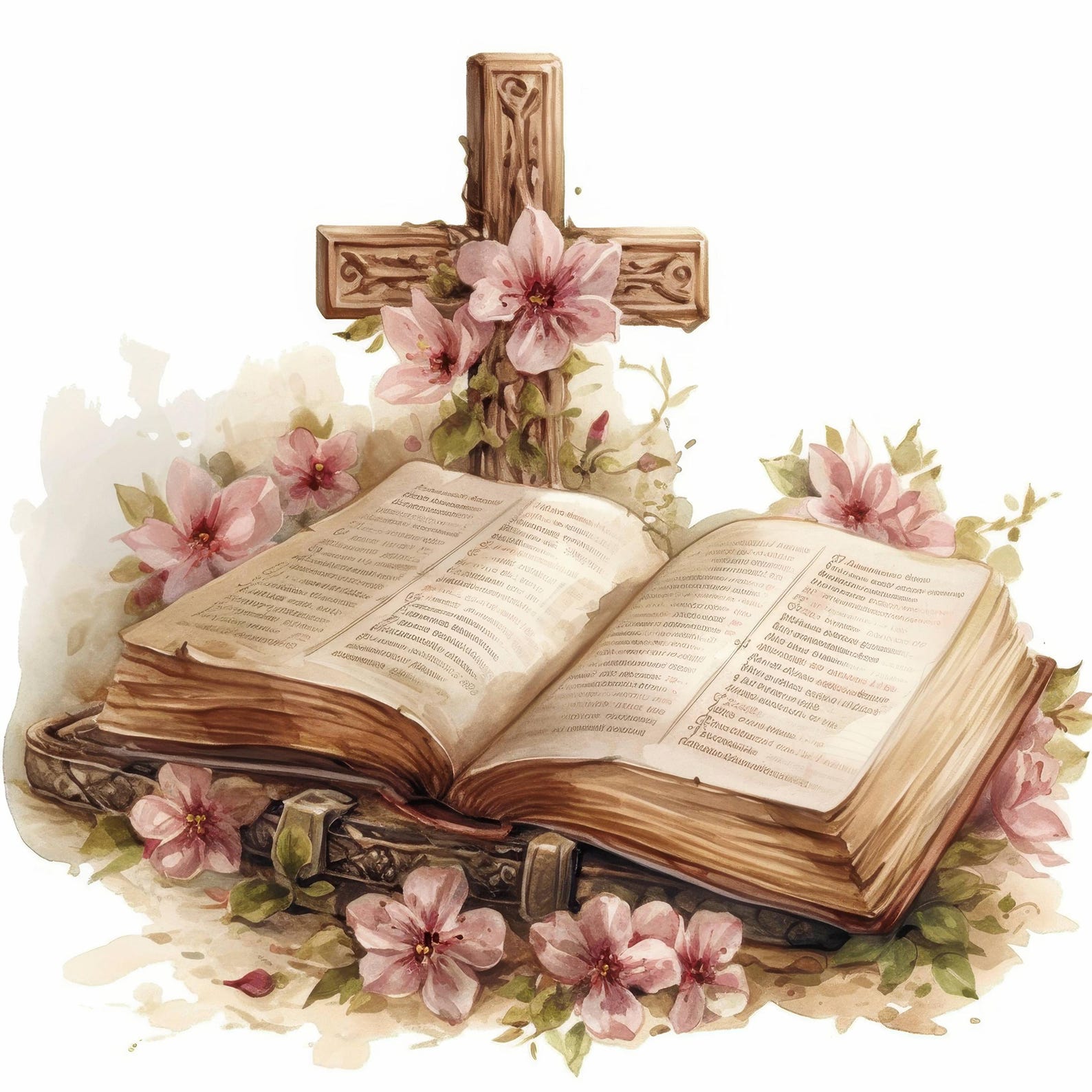 16 Floral Bible Clipart Set, Christian Religious Graphicss, Printable ...