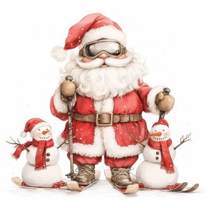 14 Christmas Santa and Snowmen Clipart Bundle, Christmas Prints ...