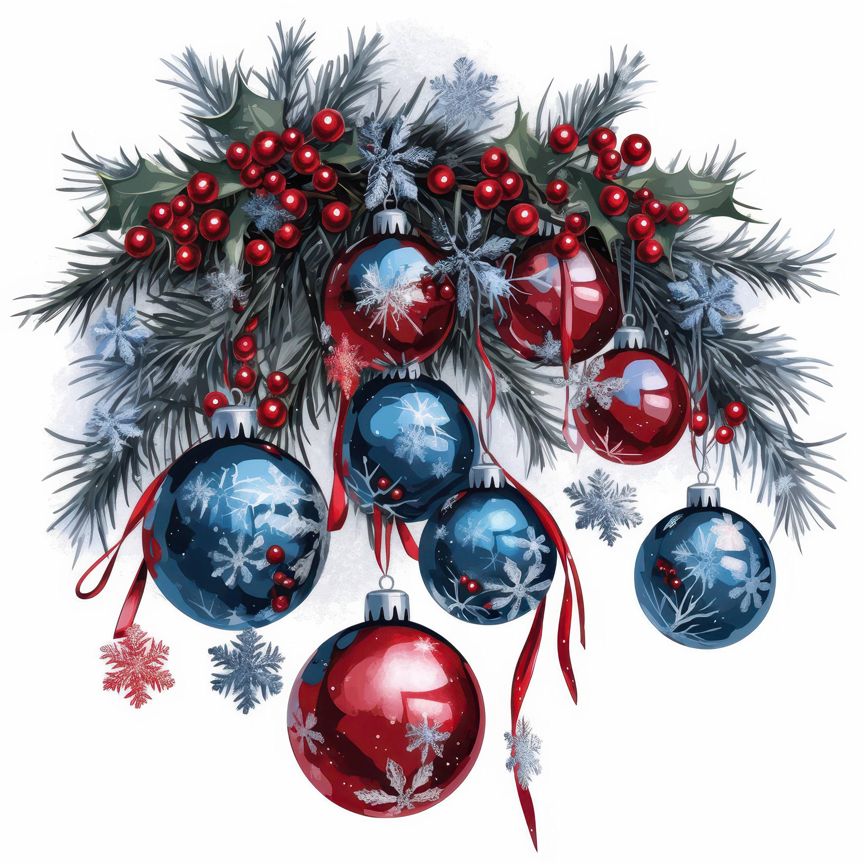 12 Blue Red Christmas Borders Clipart Bundle, Printable Watercolor New ...