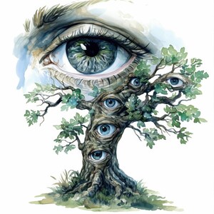 22 Fantasy Tree Eyes Clipart Bundle, Eyes With Tree Illustrations ...
