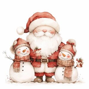 14 Santa and Snowmen Clipart Bundle, Christmas Winter Card Images ...