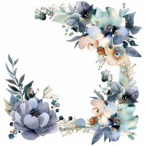 11 Floral Decor Bundle, Flower Border, Floral, Digital Clipart ...