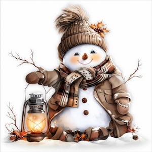 Winter Christmas Snowman Clip Art 10 High Res Watercolor Jpgs Junk ...