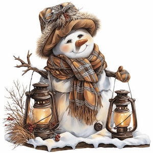 Winter Christmas Snowman Clip Art 10 High Res Watercolor Jpgs Junk ...