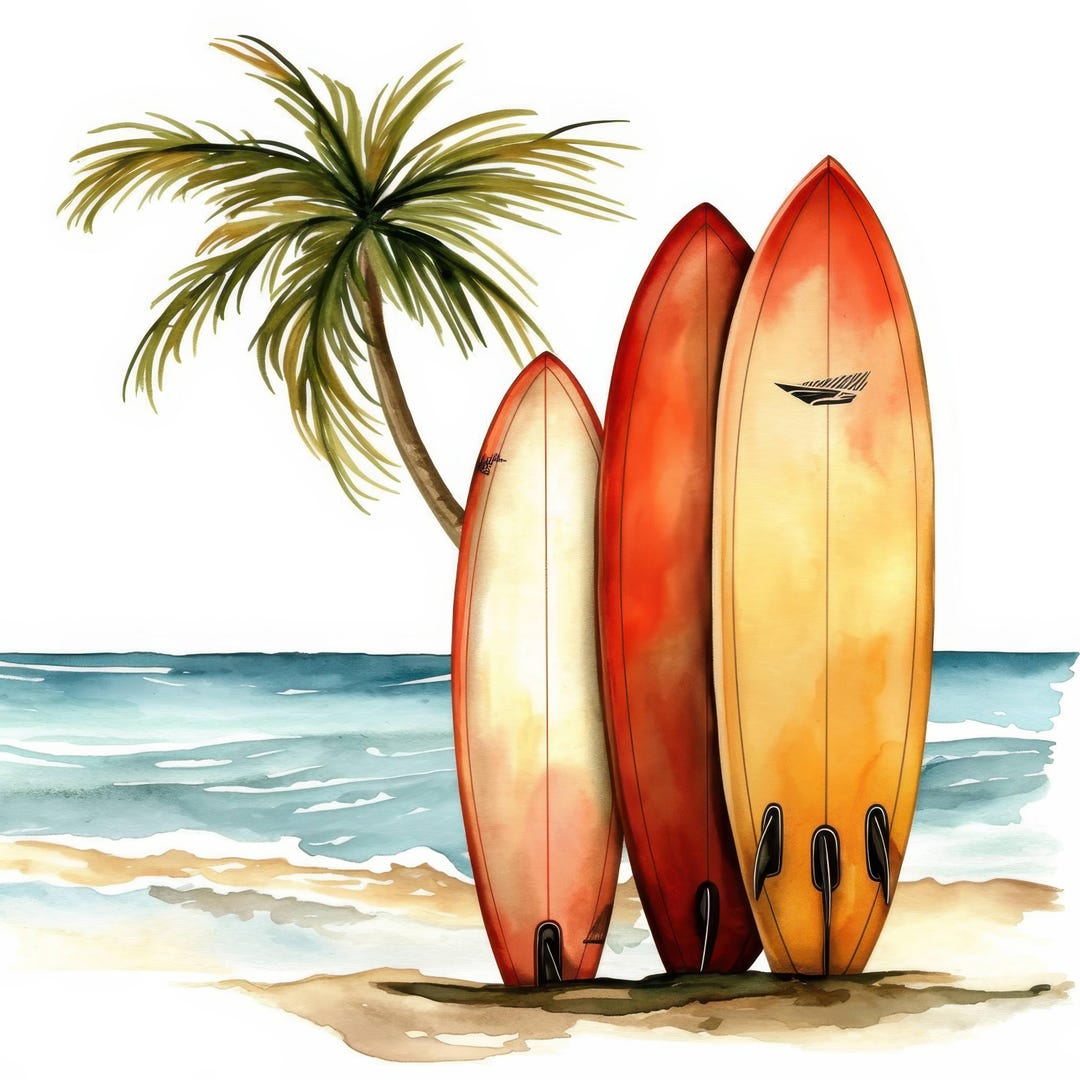 9 Surfboard Clipart Bundle, Beach Surfing Images Illustrations ...