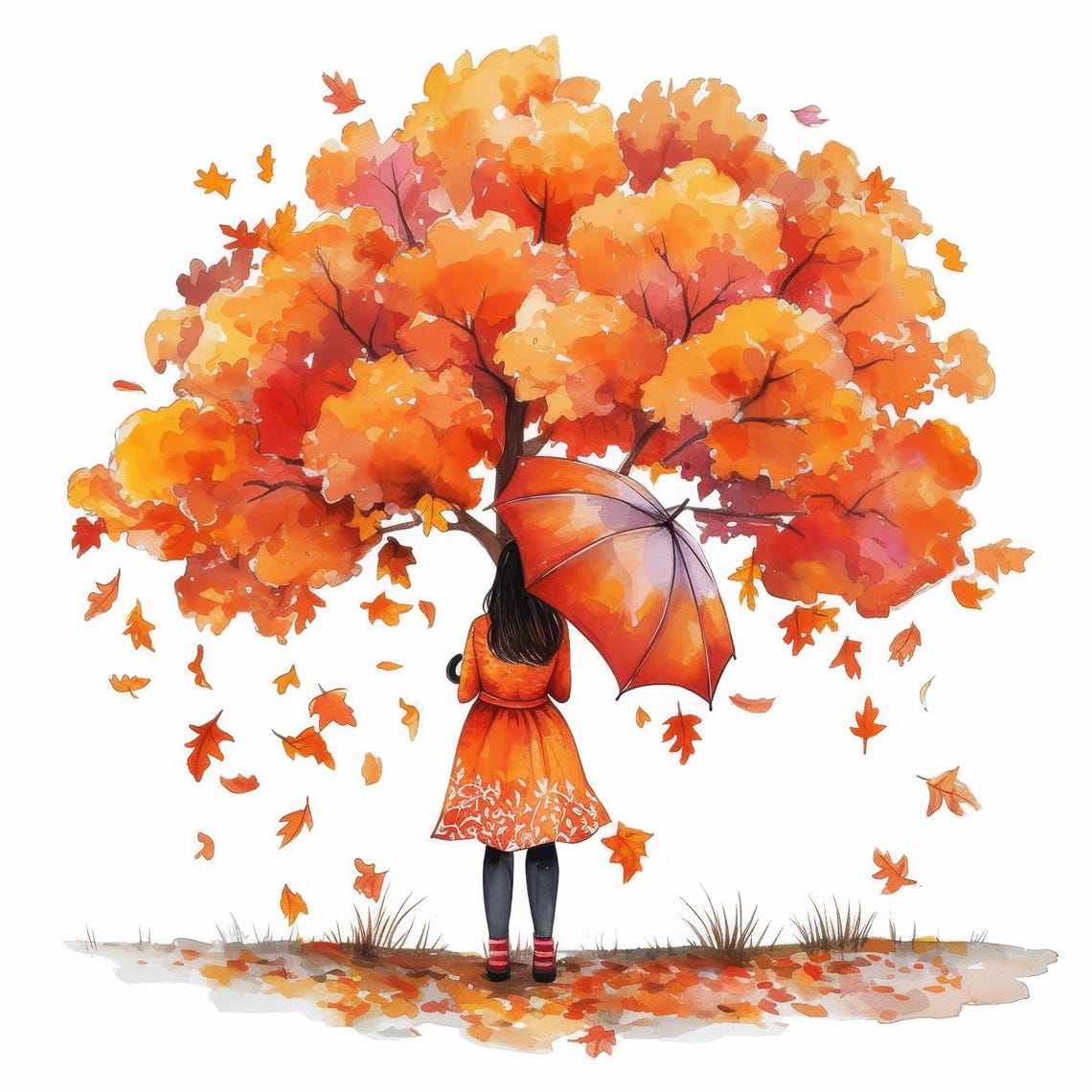 13 Autumn Tree Leaves Clipart Bundle, Printable Watercolor Fall Tree ...