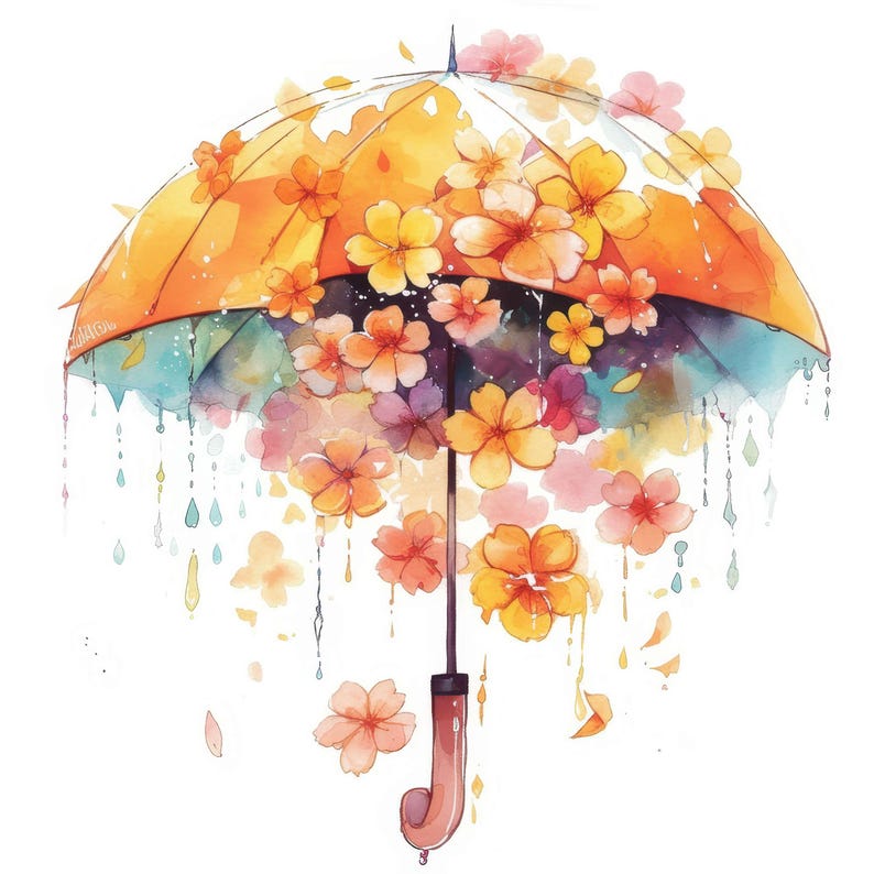 19 Spring Umbrella Clipart Set, Printable Watercolor Abstract Umbrella ...