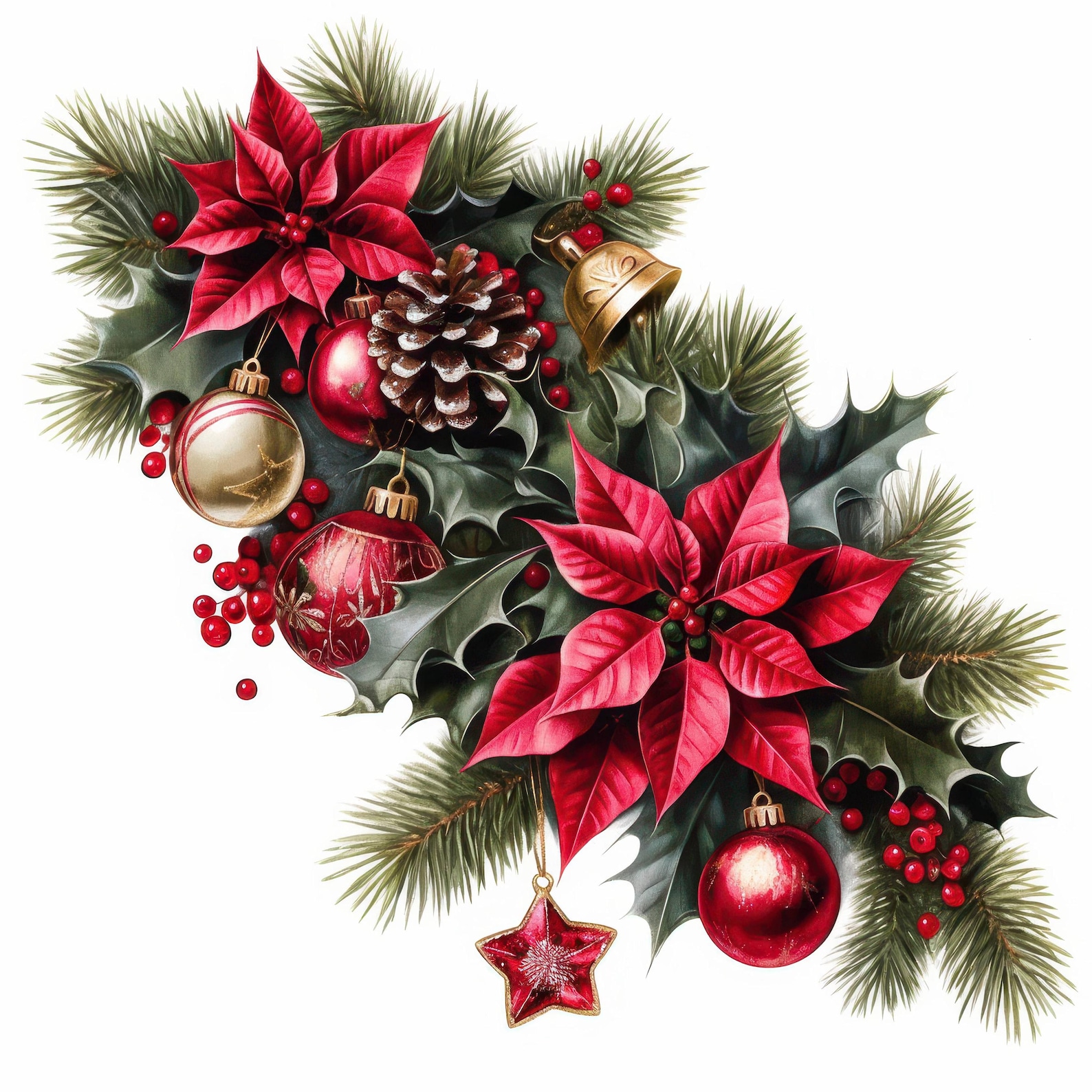 17 kerstranden clipartbundel, afdrukbare aquarel rode kerst clipart ...