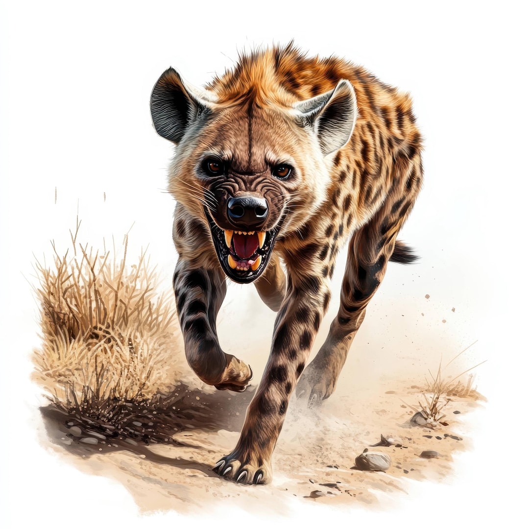 15 Watercolor Hyena Clipart Bundle, Wild Safari Animal Graphics, Card ...