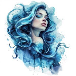 15 Blue Woman Face Clipart Bundle, Woman Eyes Clipart Illustration ...