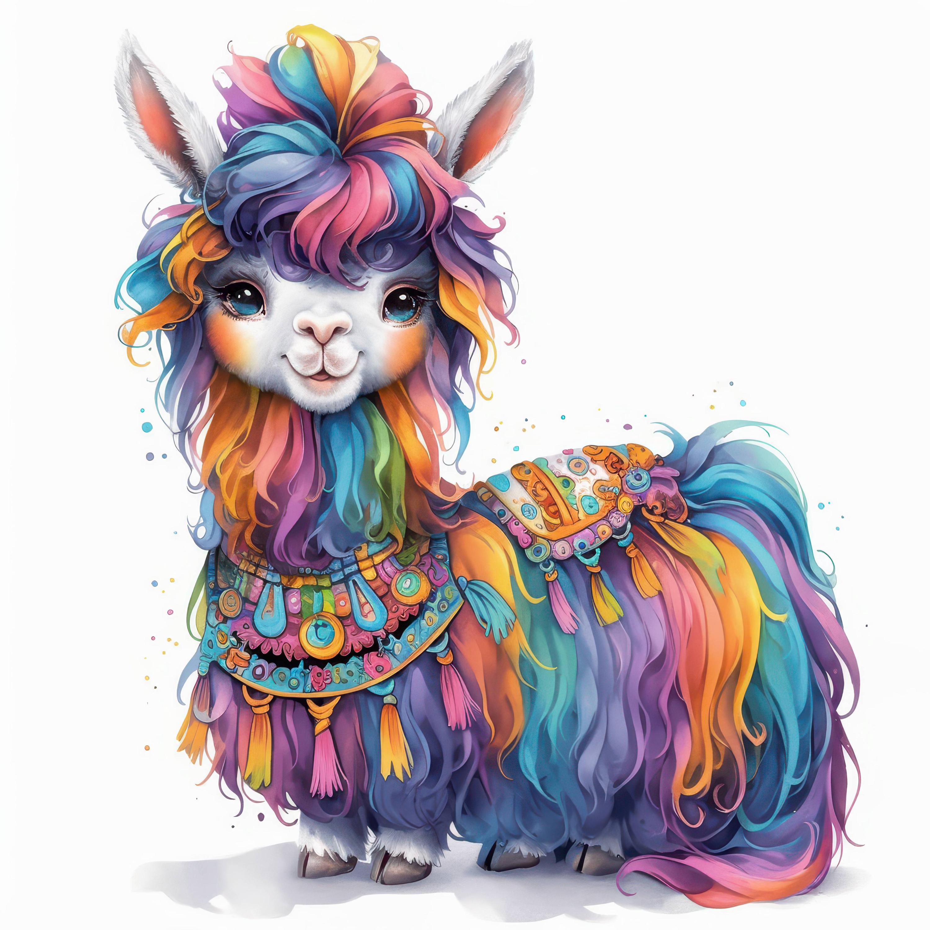 13 Quirky Fancy Llama Clipart Bundle , Printable Watercolor Whimsical ...