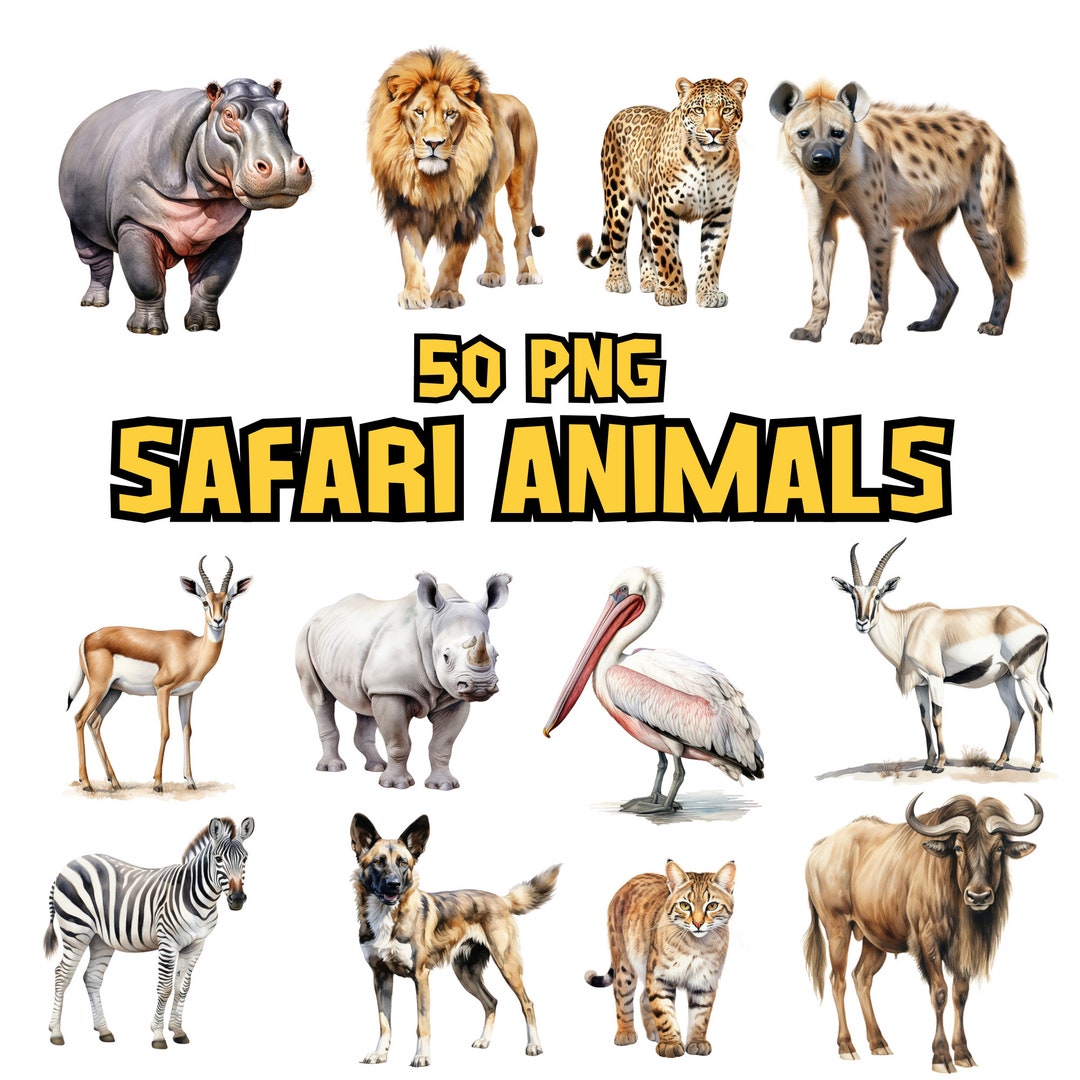 Watercolor Safari Animals Clipart | Safari Clip Art | Lion, Zebra ...
