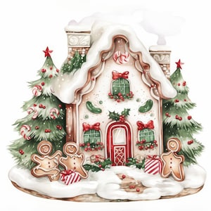 12 Christmas Cookie House Clipart Bundle, Xmas House Illustration ...