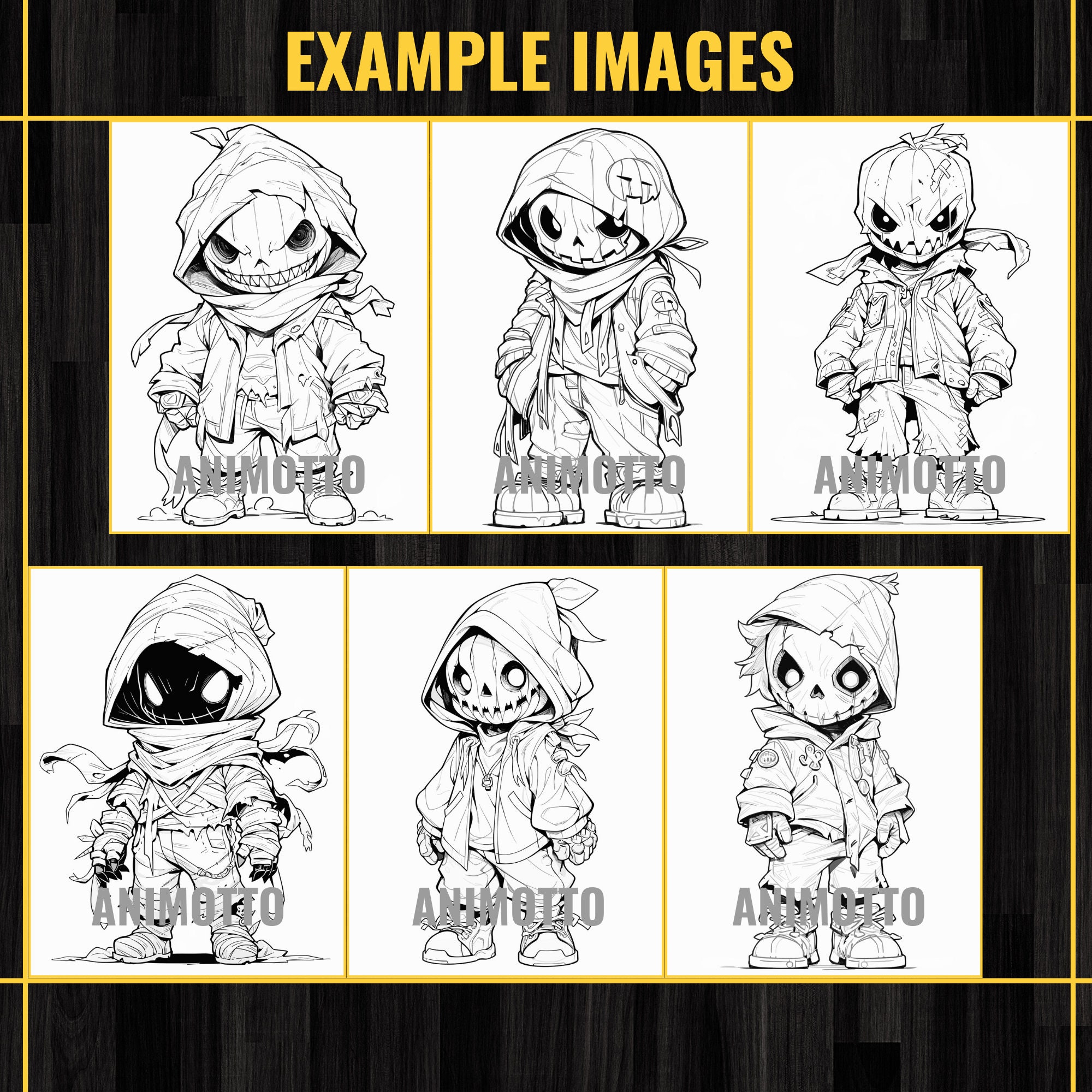 Chibi Scarecrows Anime Adult Coloring Book 75 Halloween - Etsy