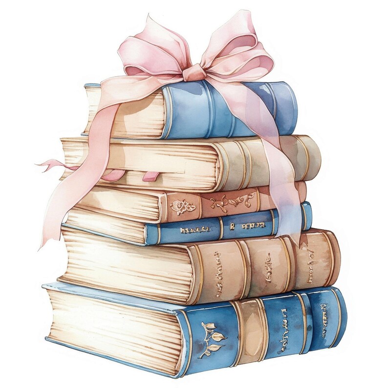 14 Magical Book Stack Clipart Set, Vintage Book Graphics, Printable ...