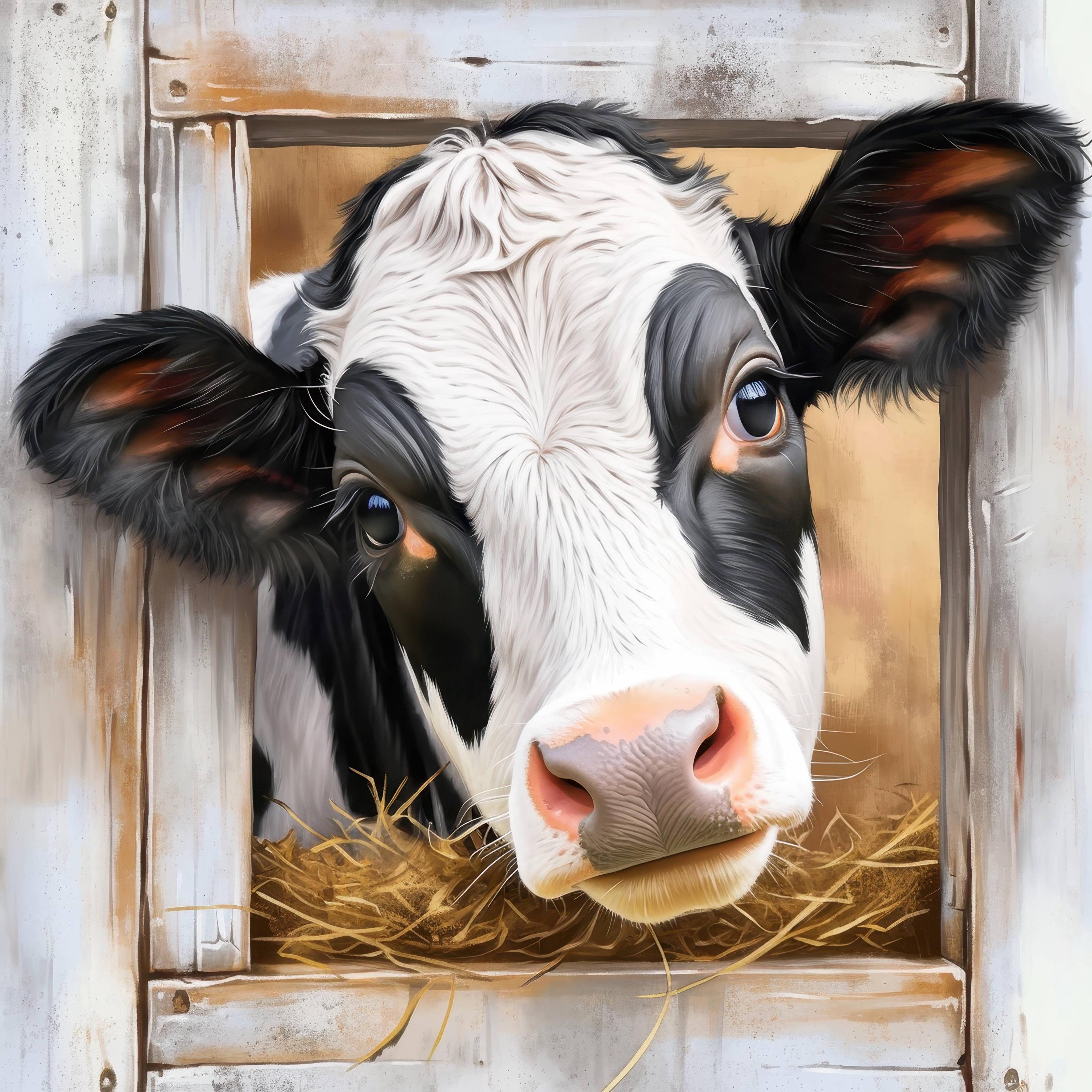 13 Cow in a Barn Clipart Bundle, Farmyard Farm Cow Illustration ...